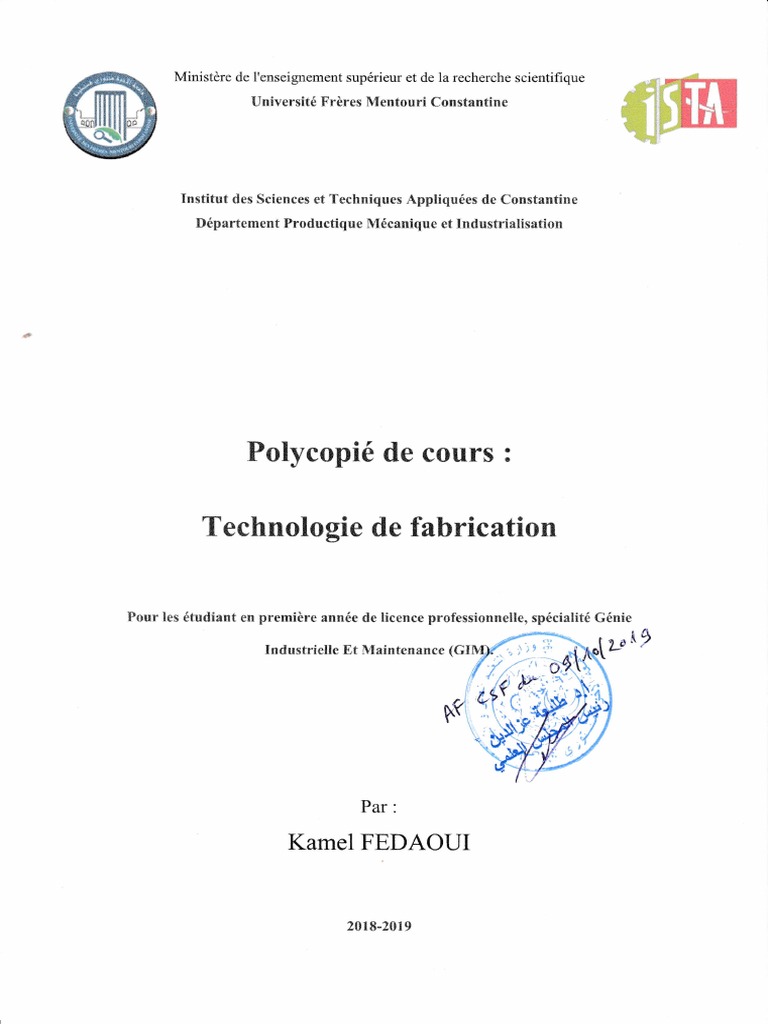 Polycopié Fedaoui | PDF