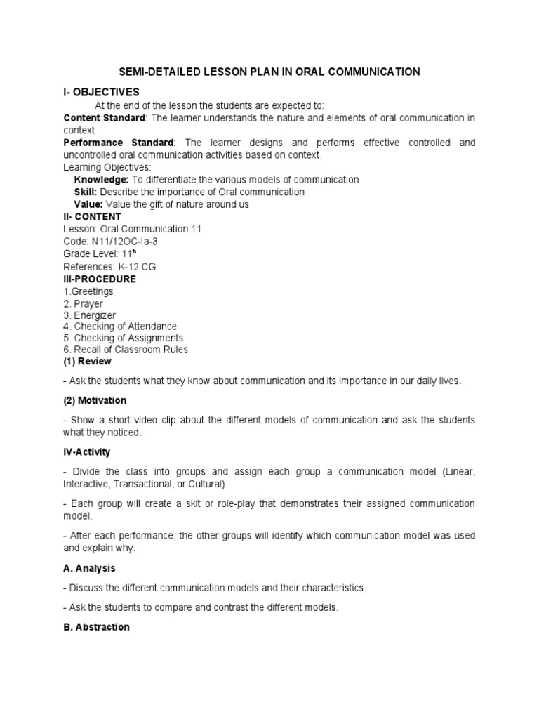 Lesson Plan | Download Free PDF | Communication | Learning
