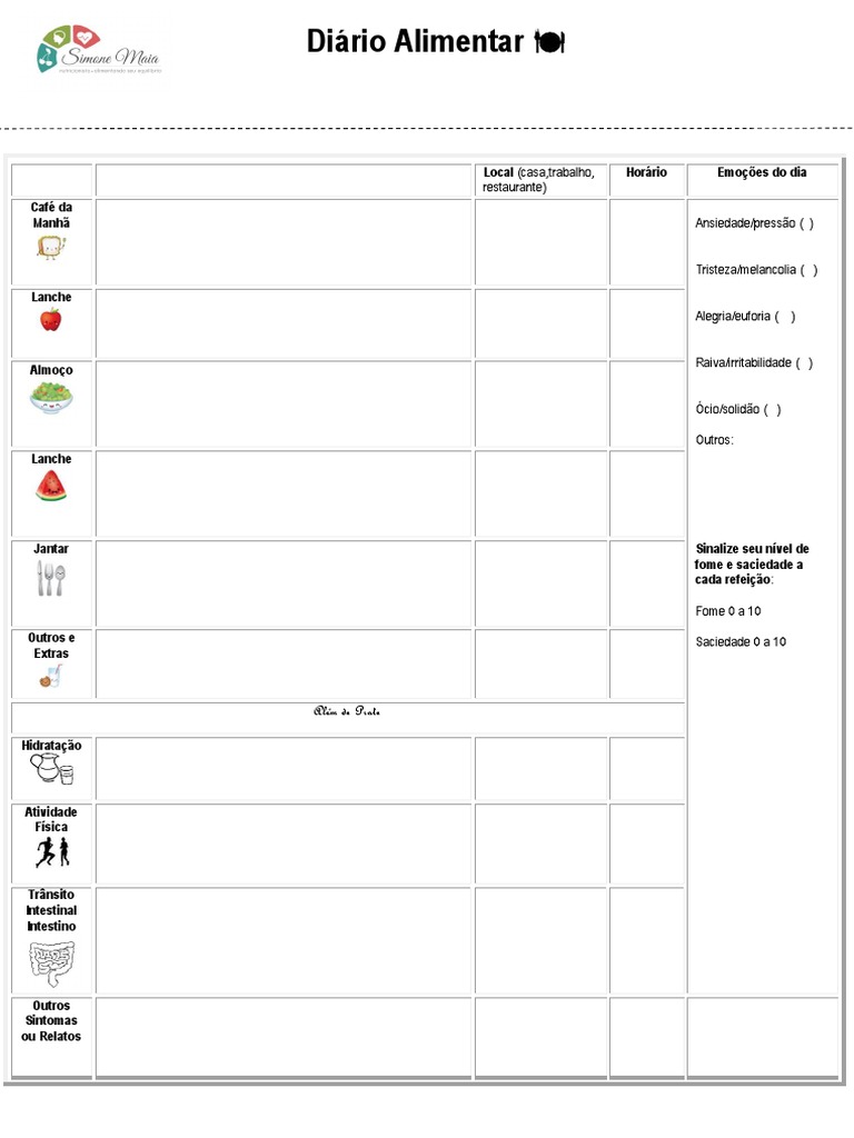 Diário Alimentar: Registro e Reflexão | PDF