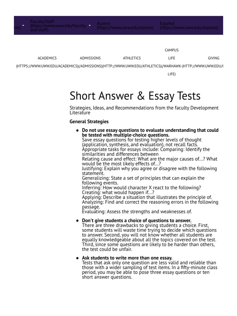 Short Answer & Essay Tests | PDF | Essays | Oligopoly