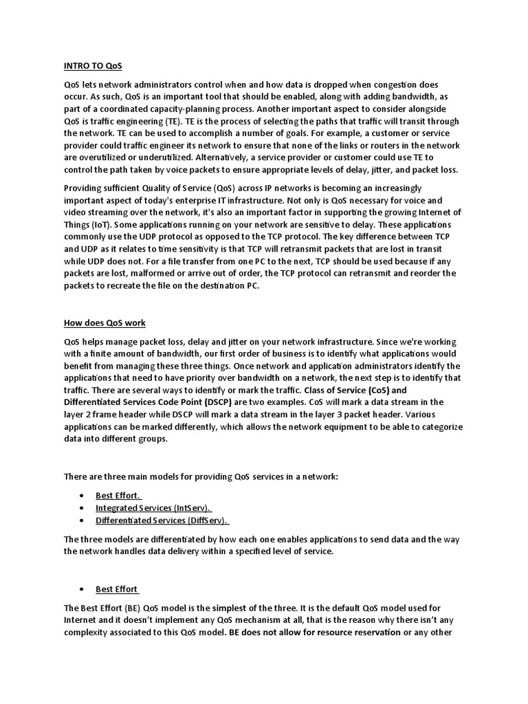 Qos and Models | PDF | Quality Of Service | Computer Network