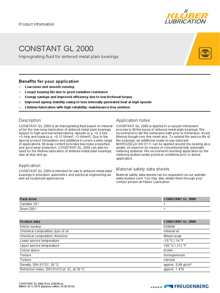 CONSTANT GL 2000 EN en | PDF | Bearing (Mechanical) | Lubricant