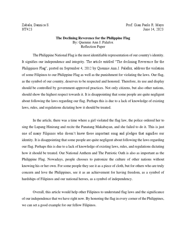 JPL_REFLECTION PAPER | PDF