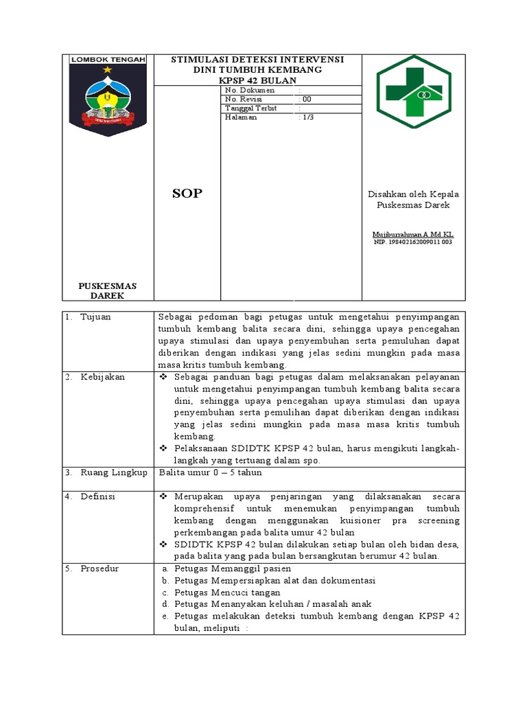 SOP SDIDTK KPSP 42 Bulan | PDF