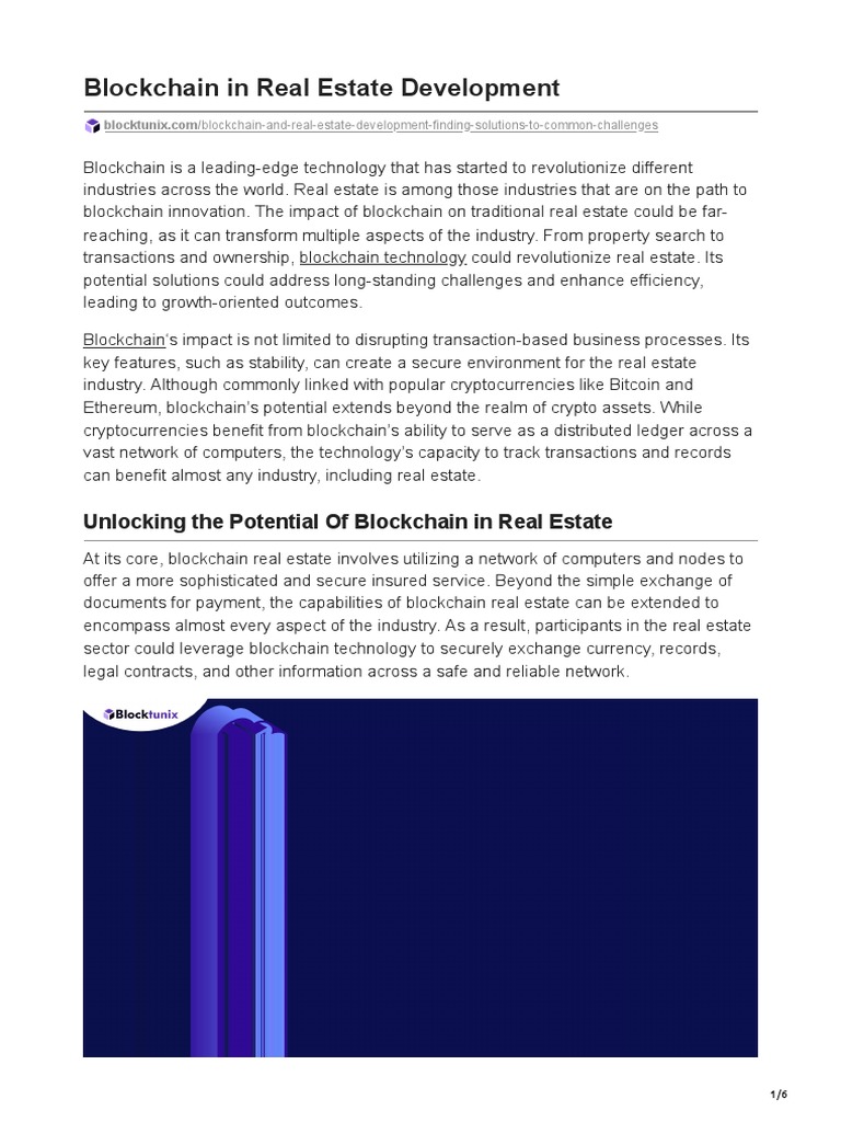 Blockchain in Real Estate Development | PDF | Cryptocurrency | Service ...