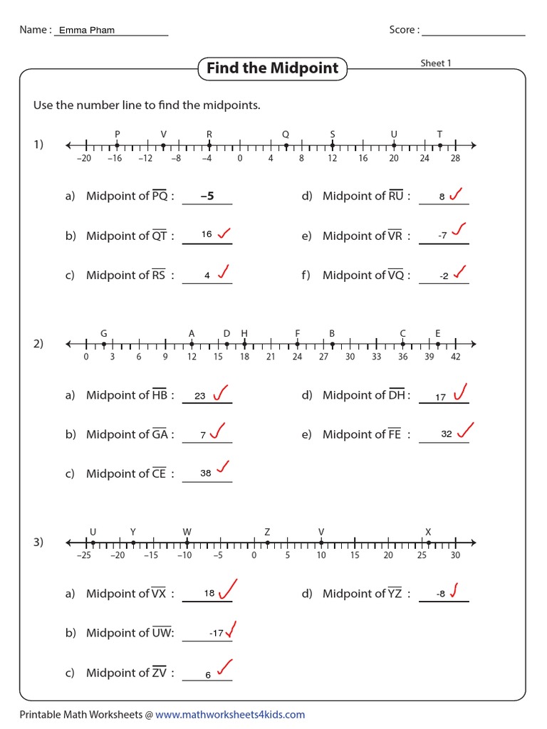 Midpoint Math Worksheets | PDF | Teaching Methods & Materials