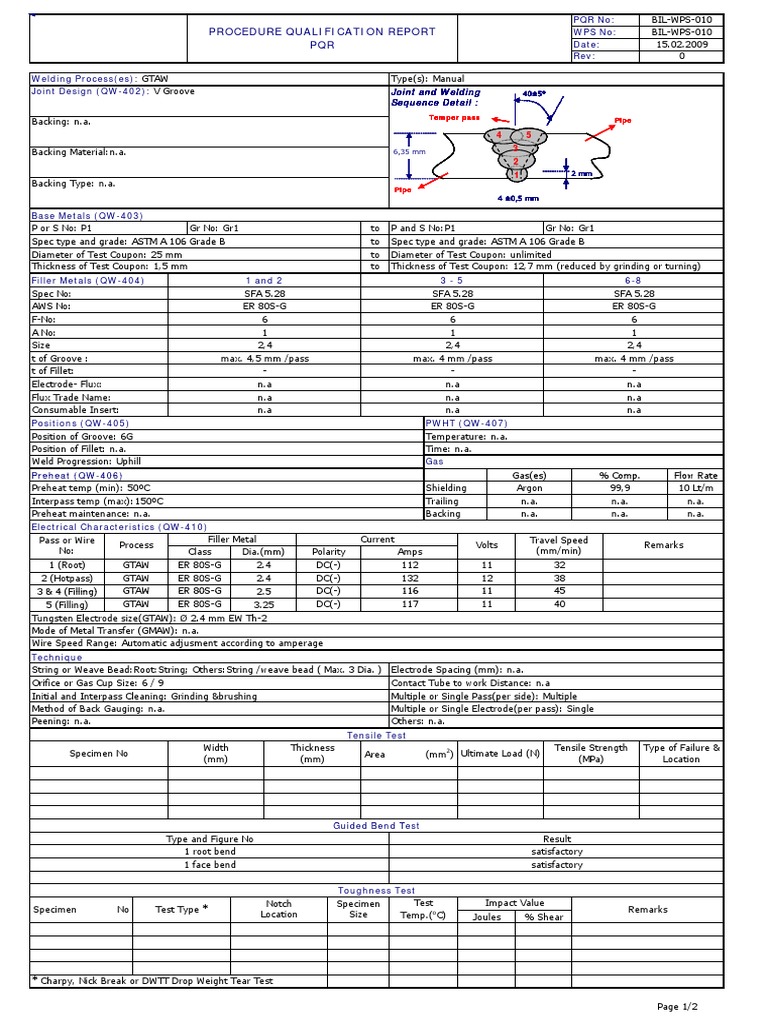 Ornek PQR (ASME IX) | PDF | Building Engineering | Materials Science