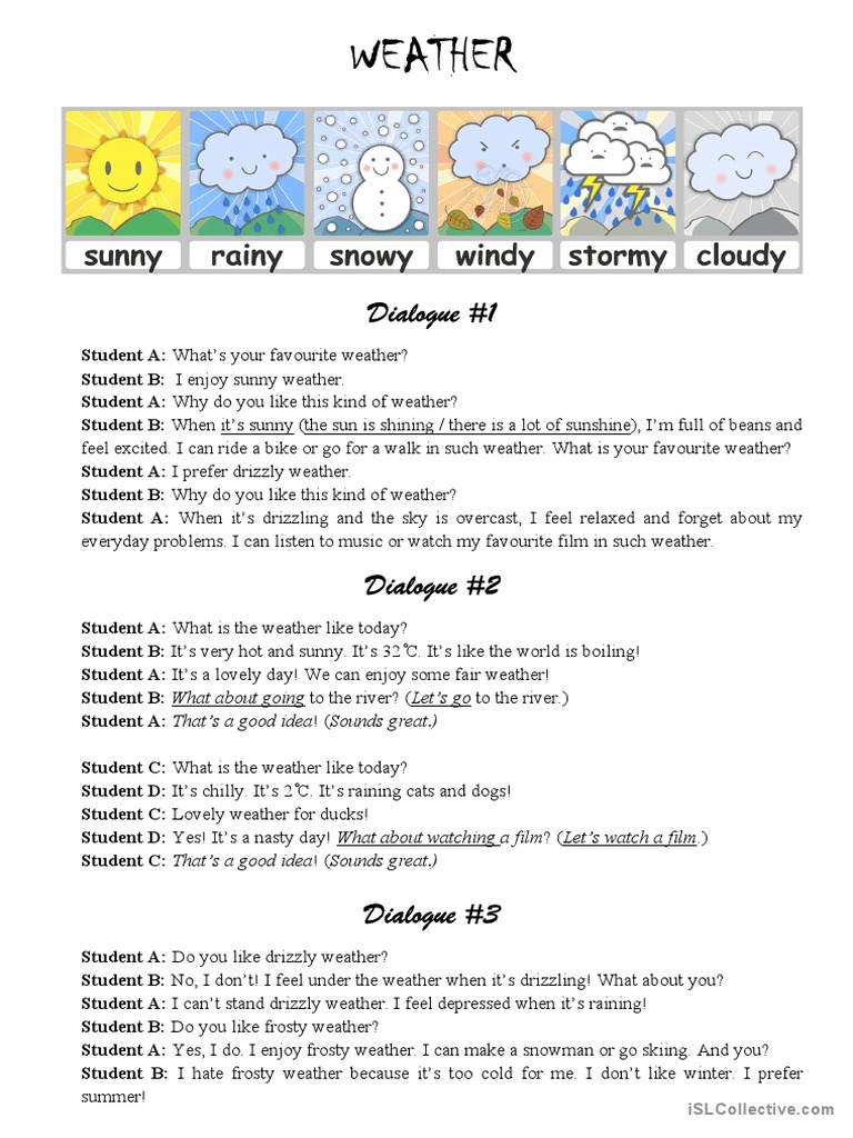 Dialogues About The Weather (Esl Kids) | PDF