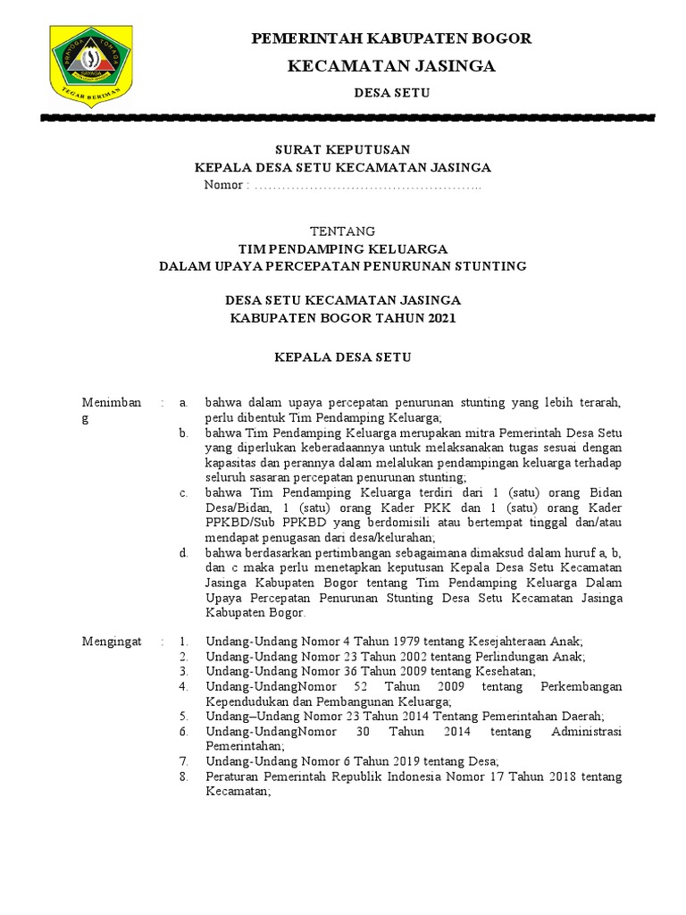 Tim Pendamping Stunting Setu 2021 | PDF