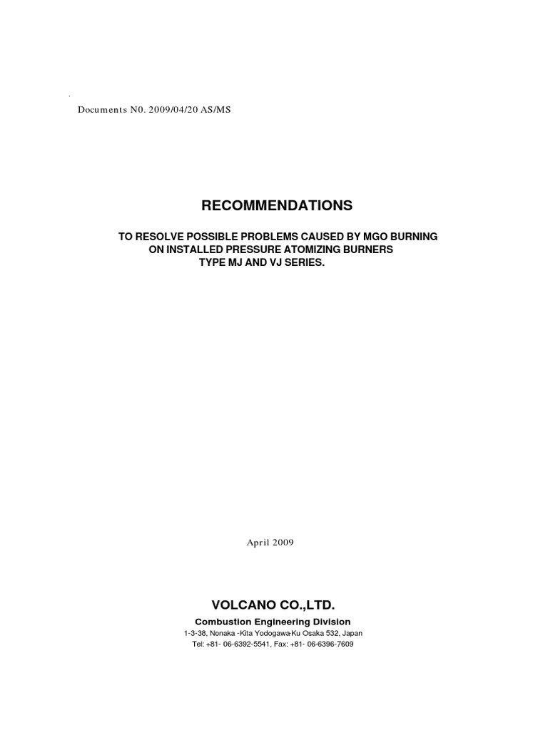 Volcano Pressure Jet Burner Mgo Burning | PDF