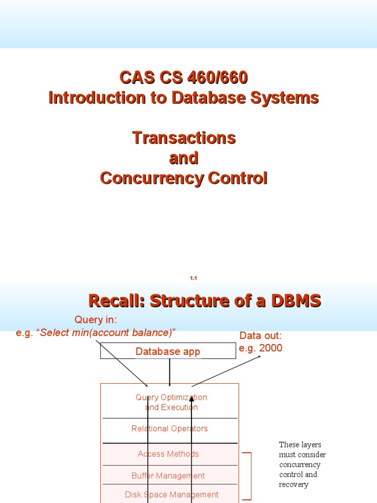 CAS CS 460/660 Introduction To Database Systems Transactions and Concurrency Control | PDF