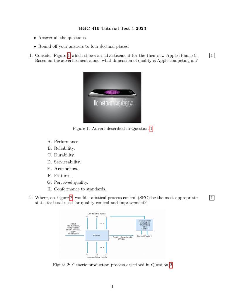 BGC 410 Tutorial 1 S1 2023 MEMO | PDF | Reliability Engineering ...