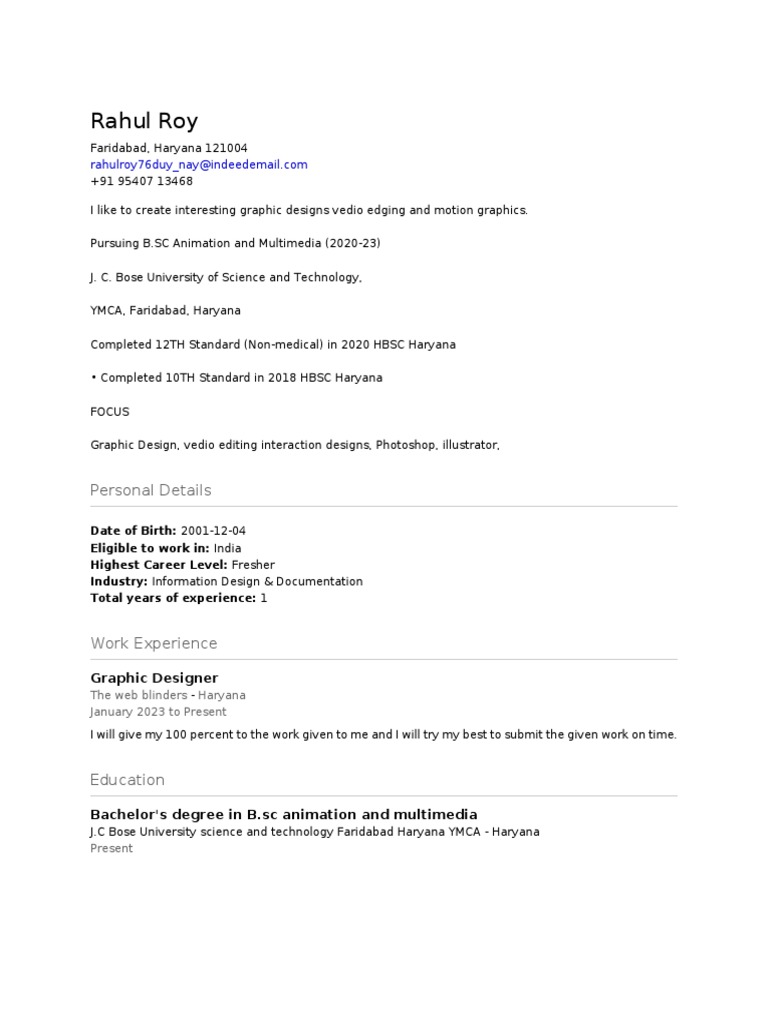 Resume Rahul Roy | PDF