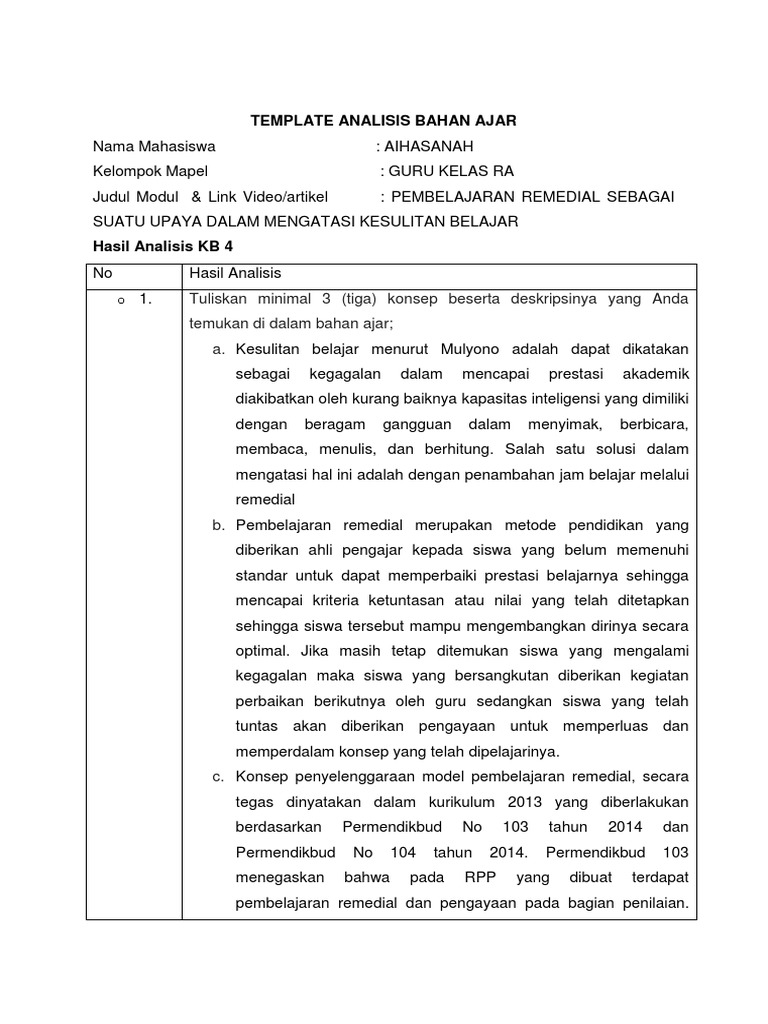 ANALISIS BAHAN AJAR KB 4 Modul 7 | PDF