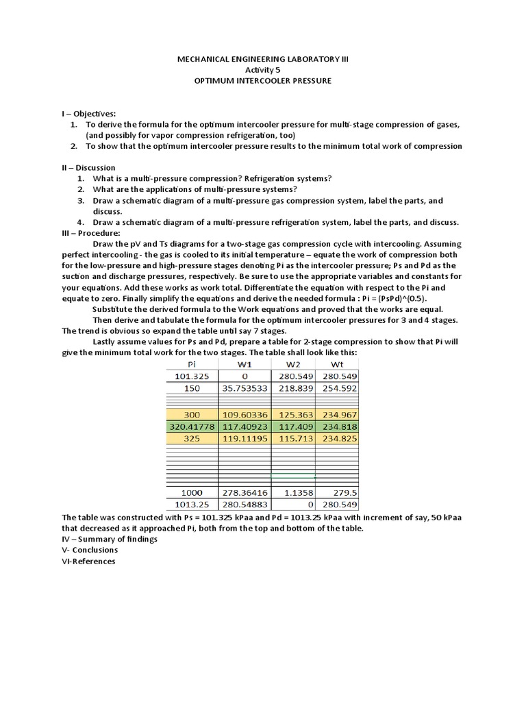 Optimum Intercooler Pressure Formula | PDF