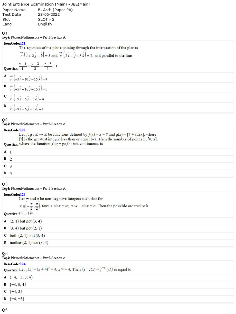 Jee Mains Question Paper 2023 | PDF | Economy Of India | Engineering