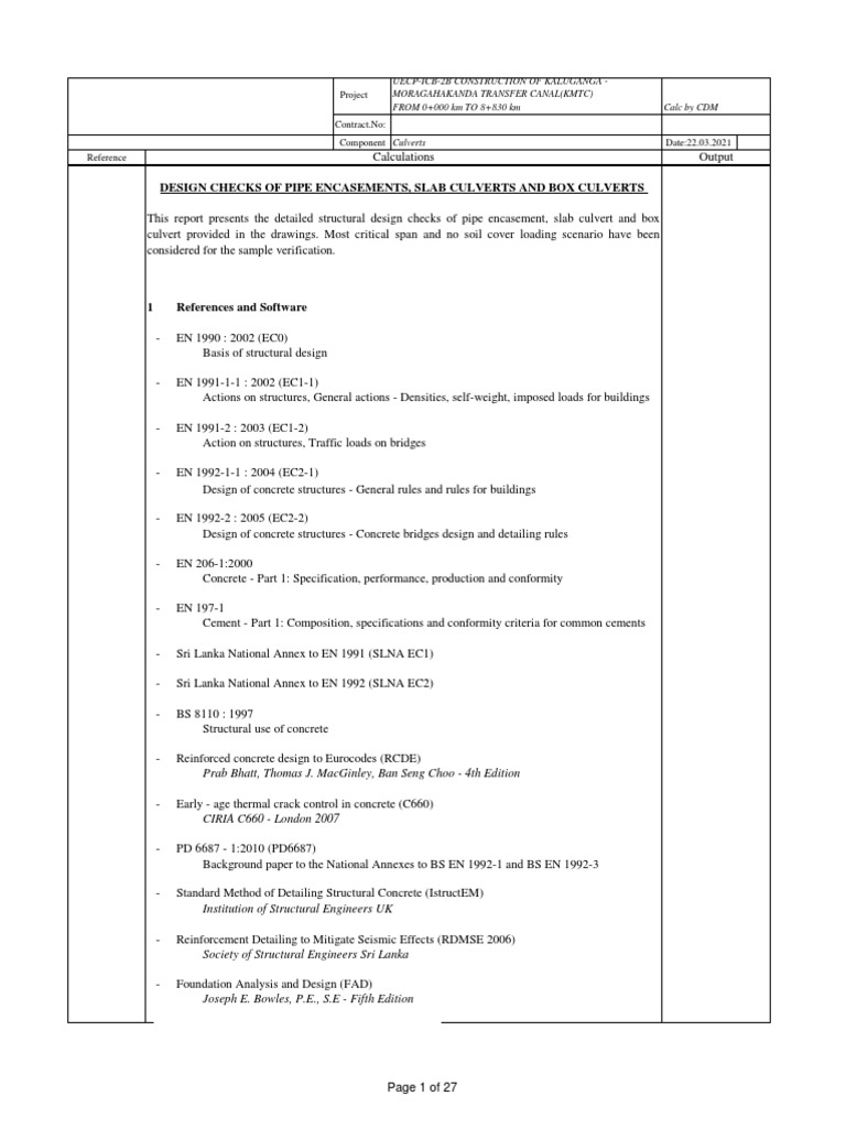 Design Check of Pipe Slab and Box Culverts | Download Free PDF | Civil ...