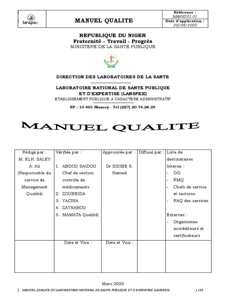Manuel Qualité LANSPEX | PDF