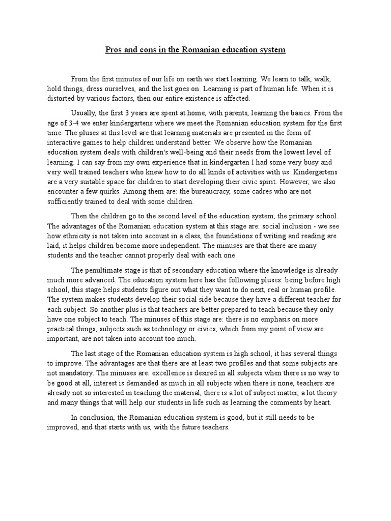 Eseu Engleza | PDF | Teachers | Schools