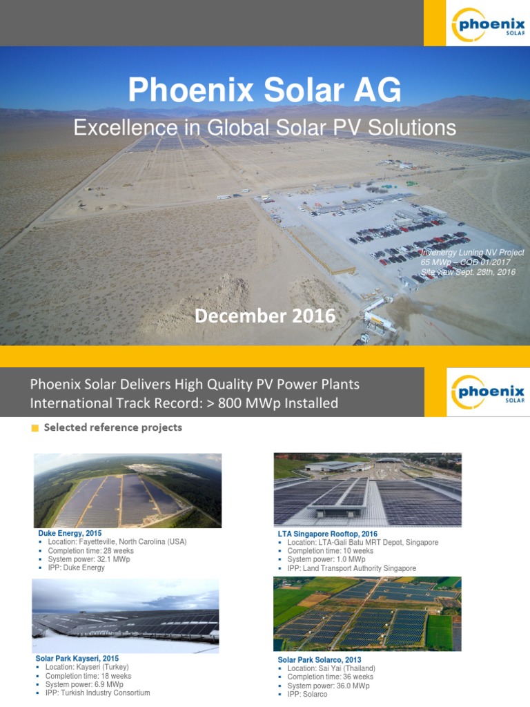 Phoenix Solar AG: Global PV Solutions | PDF | Solar Power | Photovoltaics