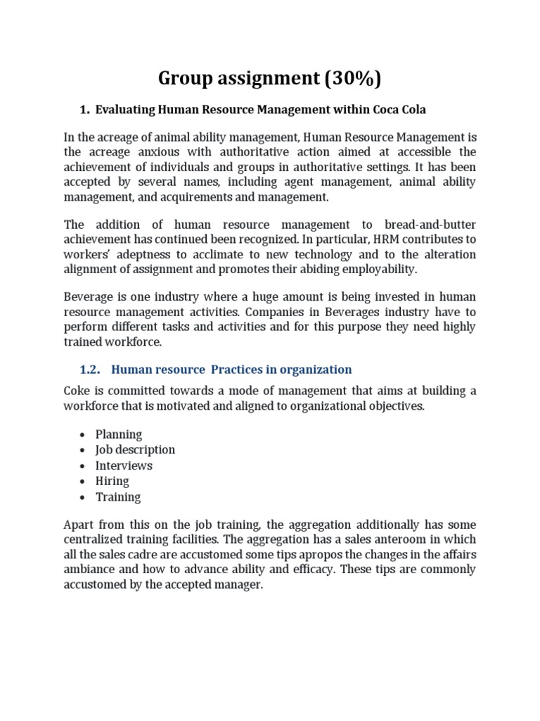 Evaluating Human Resource Management Within Coca Cola | PDF | Occupational Safety And Health ...
