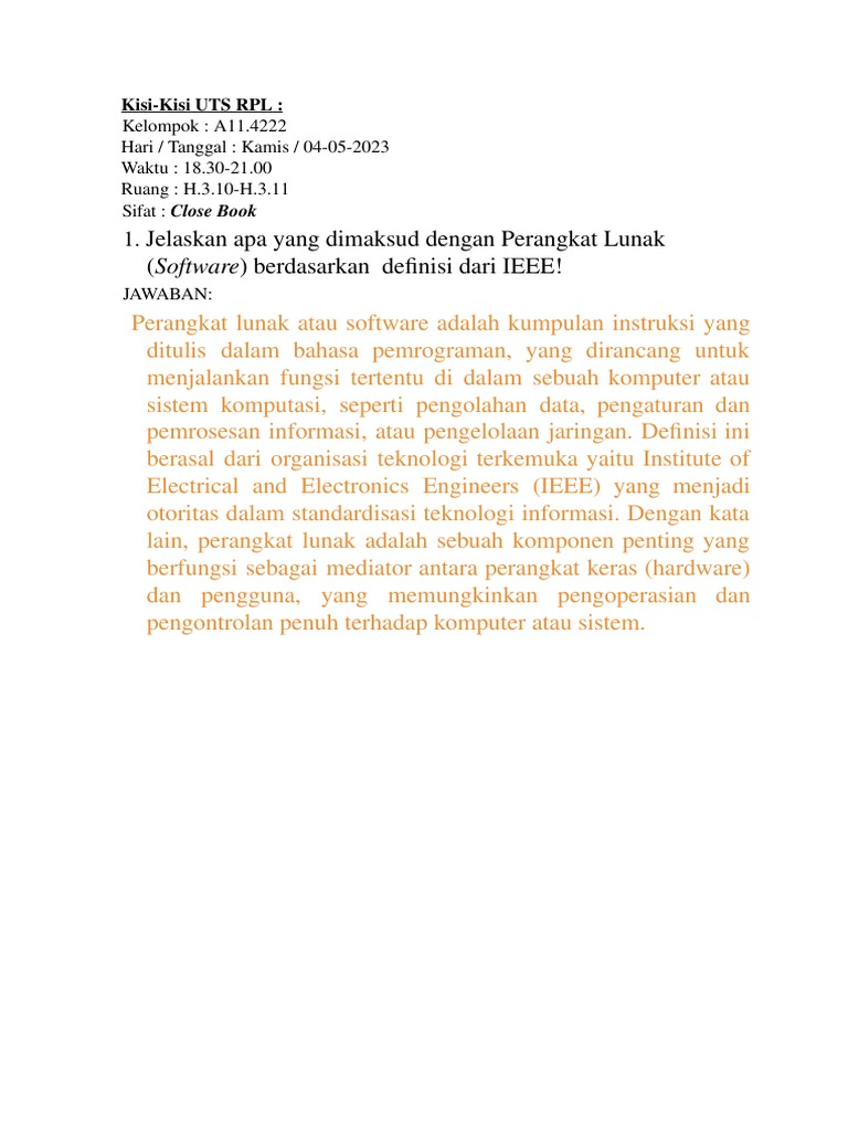 Kisi2 UTS RPL KLP - 4222 | PDF