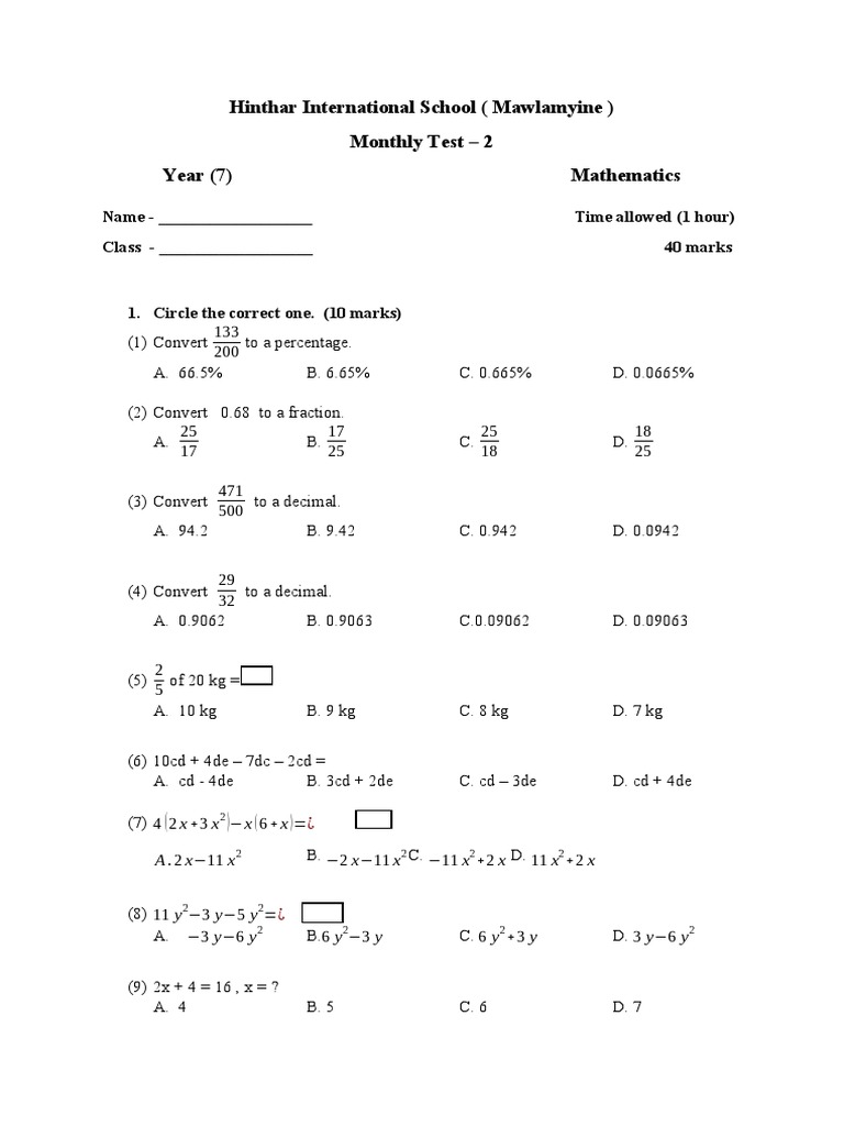 Year 7 | PDF | Mathematical Objects | Mathematics
