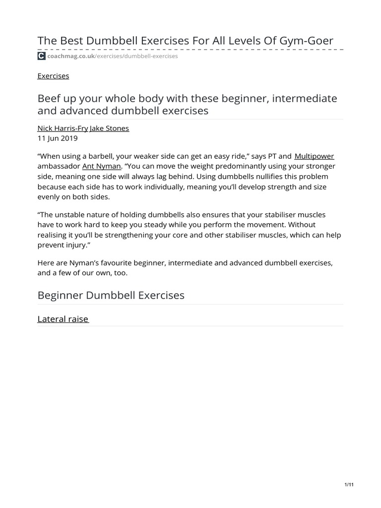 Coachmag Co Uk The Best Dumbbell Exercises For All Levels Of Gym Goer