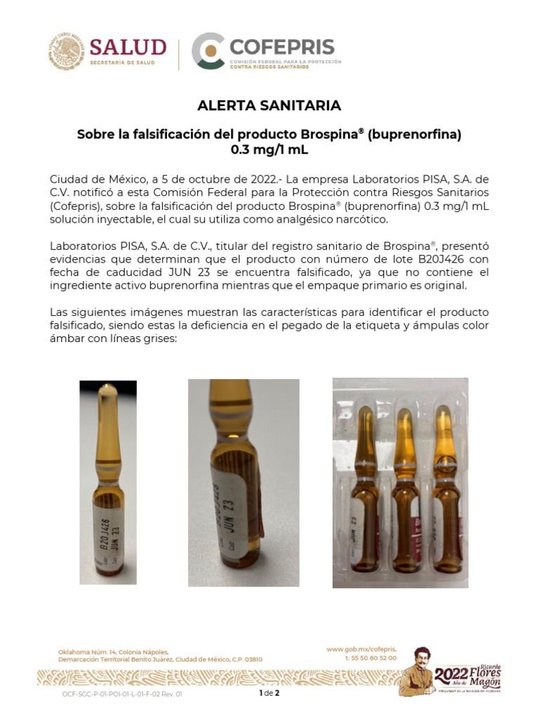 Alerta Sanitaria Brospina 05102022 | PDF