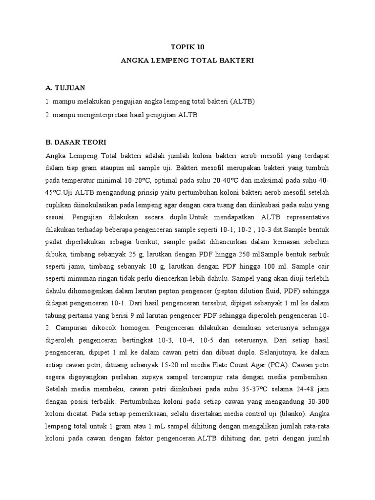 Total Plate Count | PDF | Kesehatan Holistik | Sains & Matematika