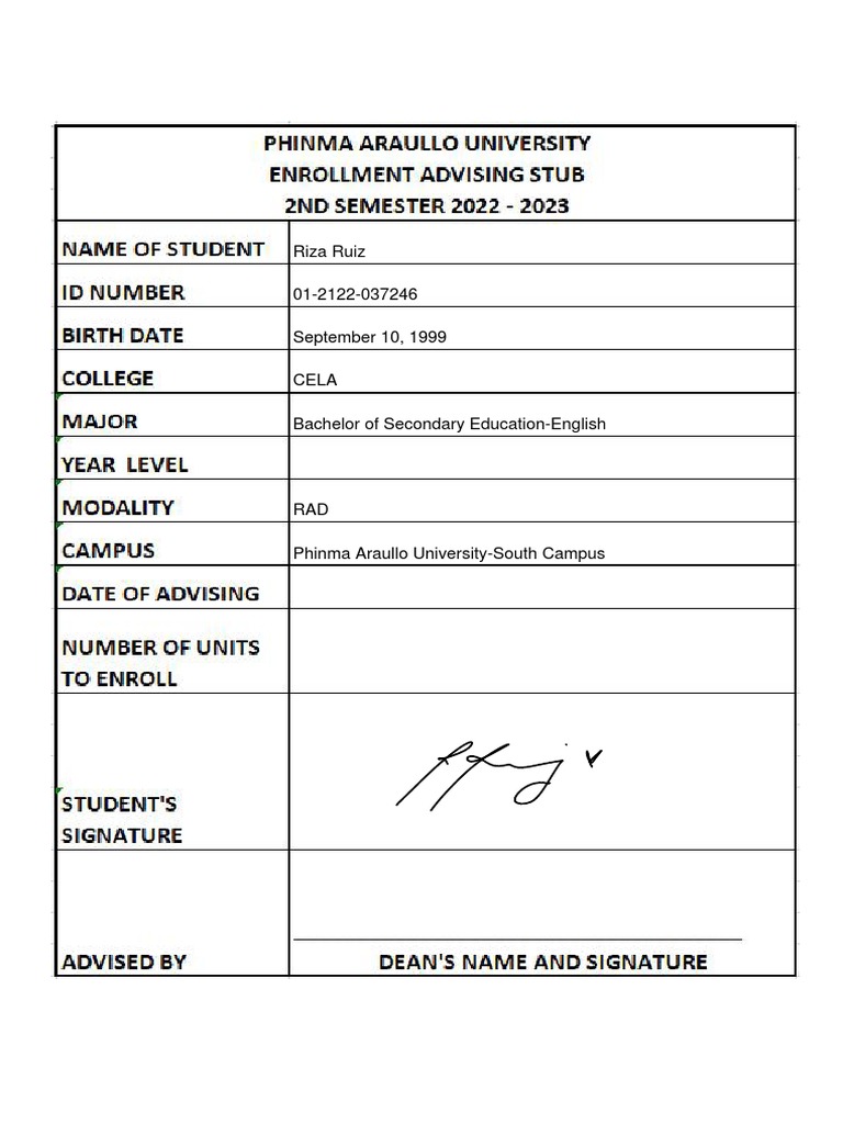 Digital Enrollment Advising Slip | PDF