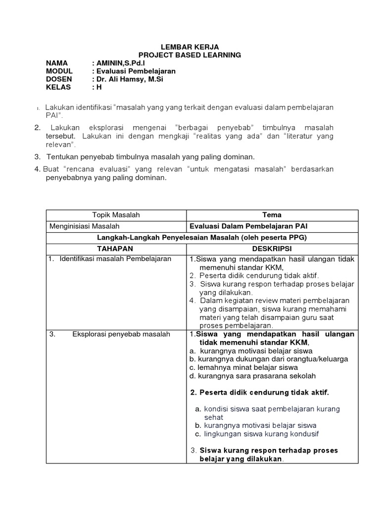 LEMBAR KERJA PJBL Modul 4 | PDF