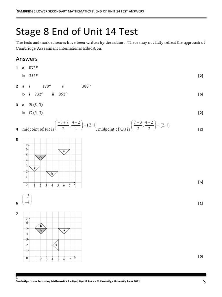 End of Unit 14 Test Answers | PDF