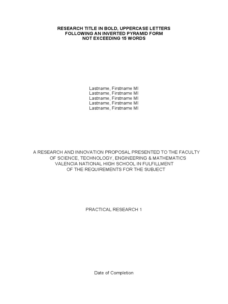 Practical Research 1 Proposal Format | PDF | Hypothesis | Theory