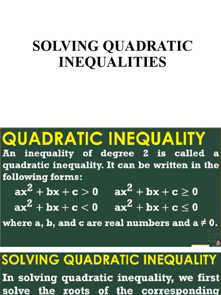 Solving Quadratic Inequalities Guide | PDF