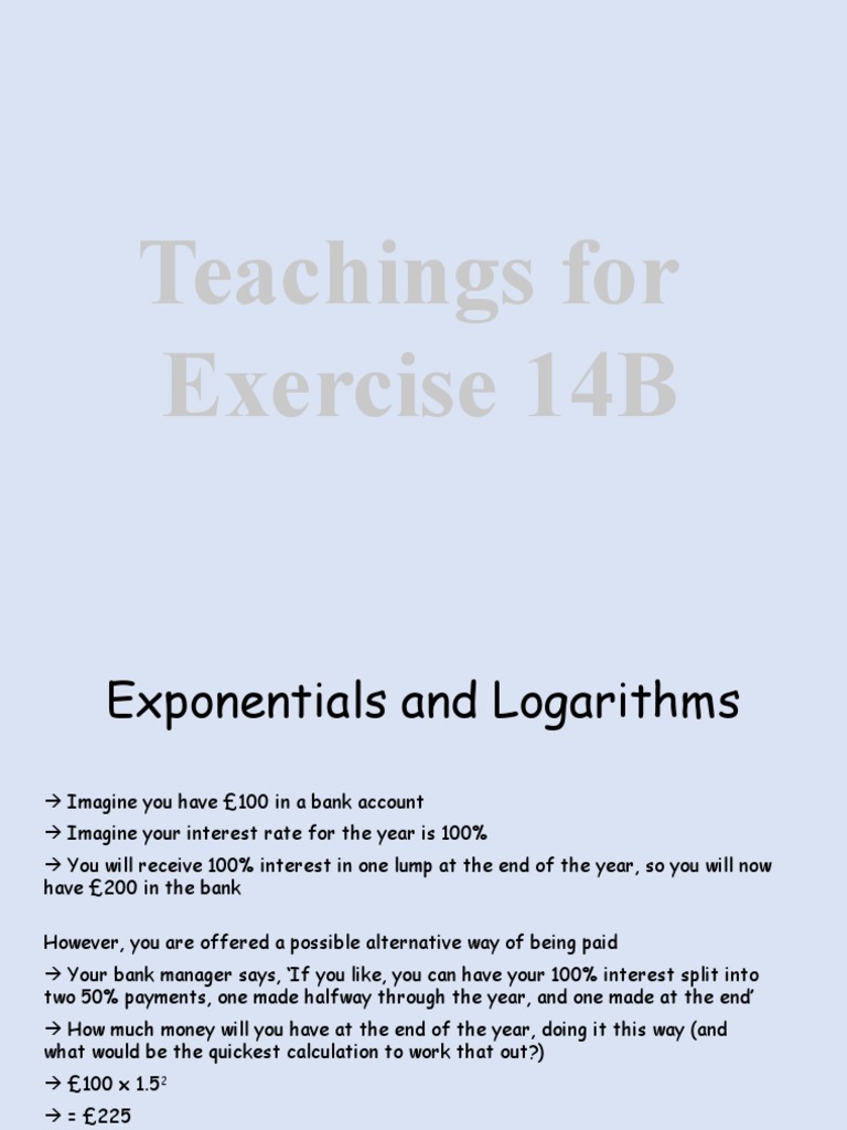 Teachings For Exercise 14B | Download Free PDF | Exponential Function | Logarithm