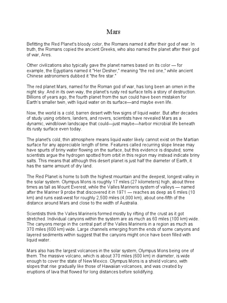 Mars | PDF | Mars | Planets