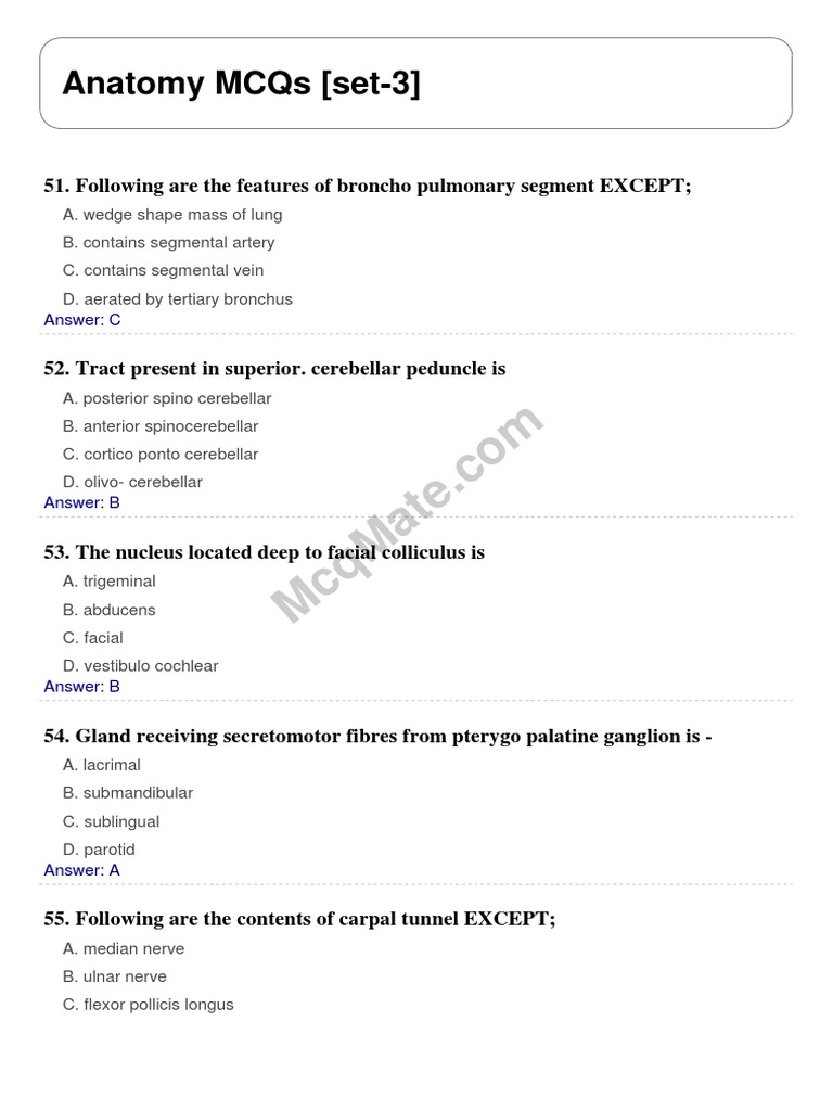 Anatomy (Chapter - More MCQS) Solved MCQs (Set-3) | PDF | Larynx | Musculoskeletal System
