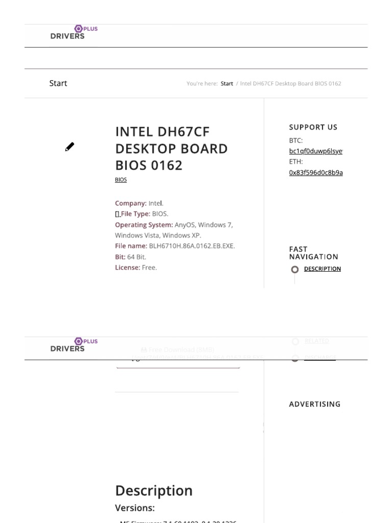 Download Intel DH67CF Desktop Board BIOS 0162 – Drivers | PDF