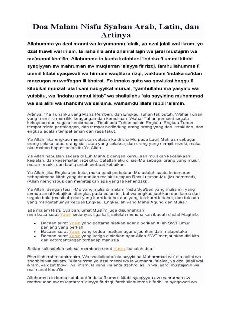 Doa Malam Nisfu Syaban Arab Pdf