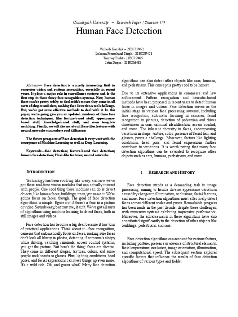 Research Paper - Human Face Detection | PDF | Artificial Neural Network ...