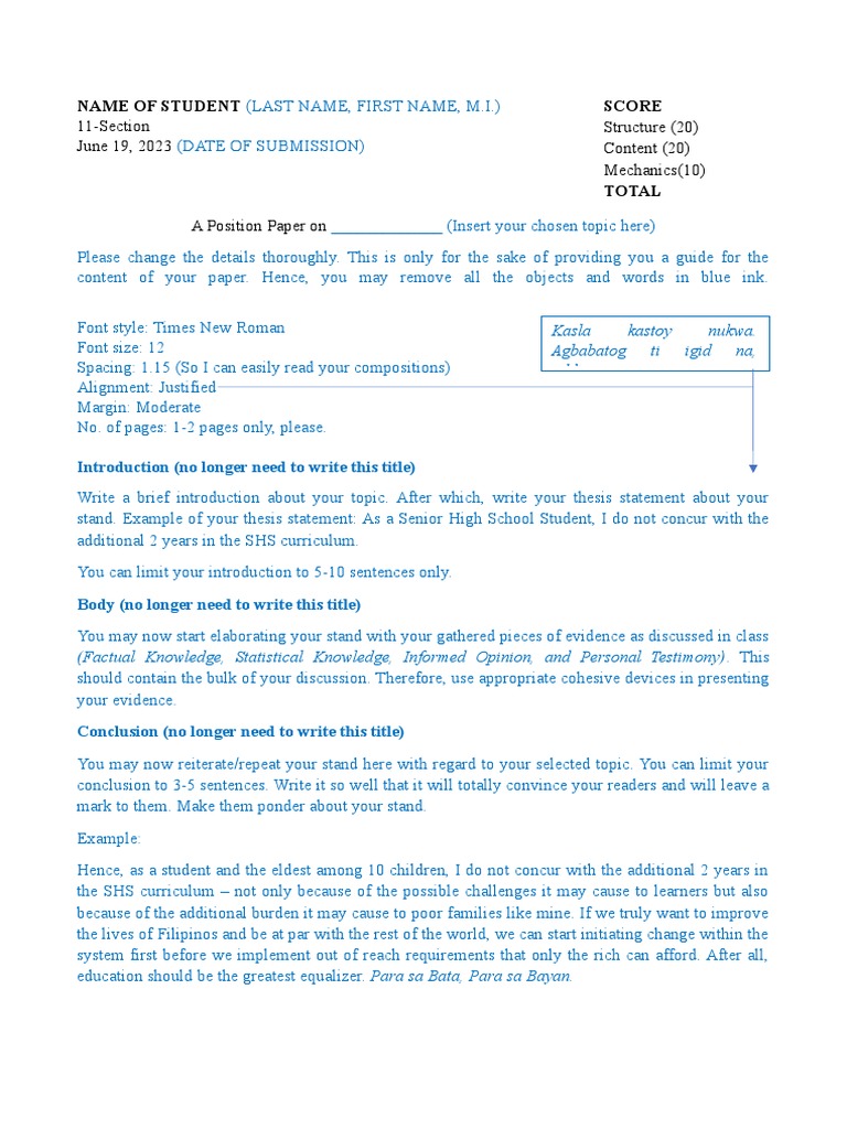 Position Paper Template | PDF