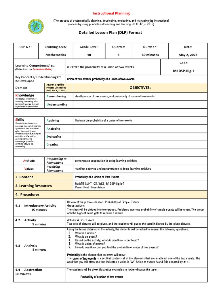 Detailed Lesson Plan (DLP) Format: M10Sp-Iiig-1 | PDF | Computers