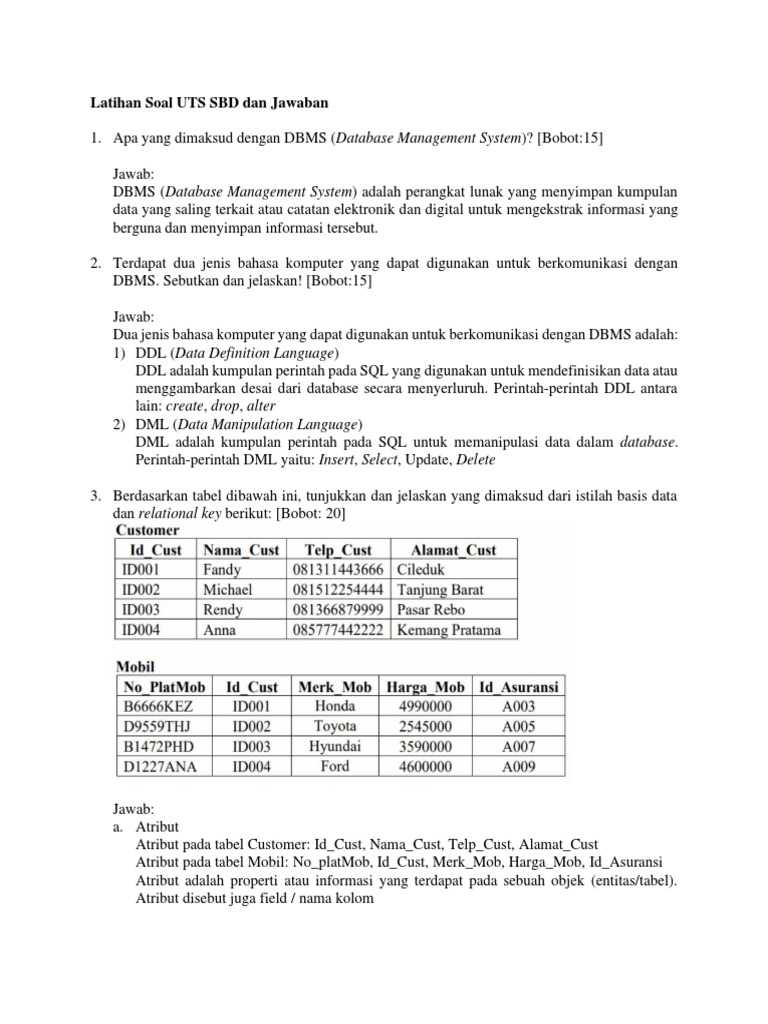 Latihan Soal UTS | PDF