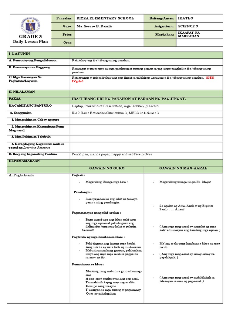 Dlp Demo Science3 Draft Pdf