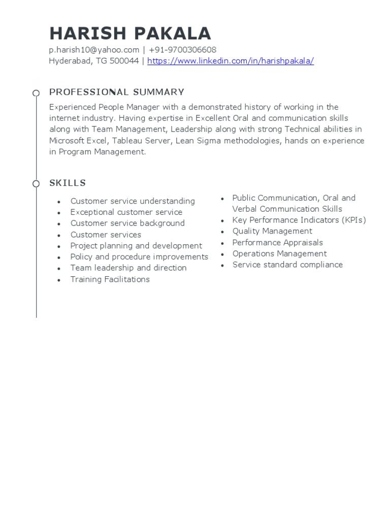 Harish Pakala Resume 12-21 | PDF | Performance Indicator | Leadership