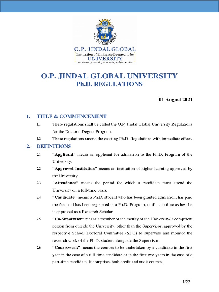 PHD Regulation | PDF