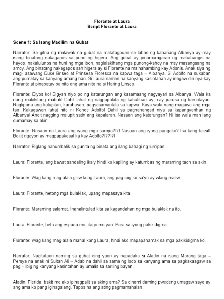 Florante at Laura Script Florante at Laura Scene 1: Sa Isang Madilim Na ...