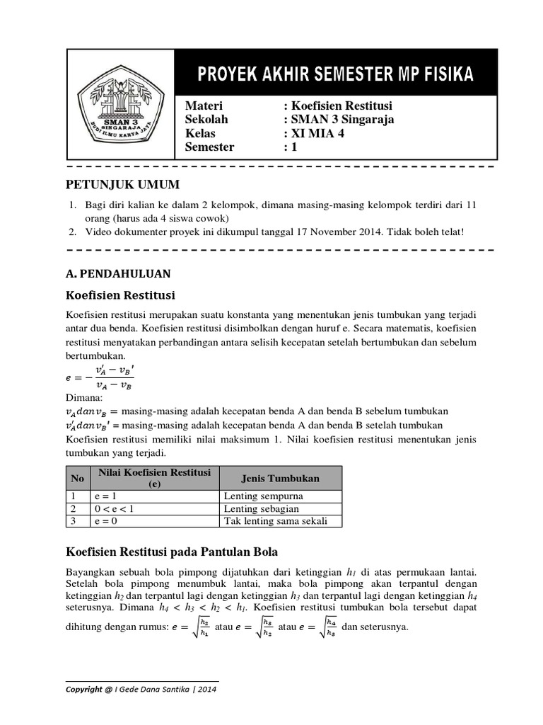 Contoh Tugas Proyek Fisika Membuat Video | PDF
