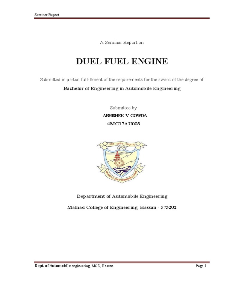 Duel fuel engine Report | PDF